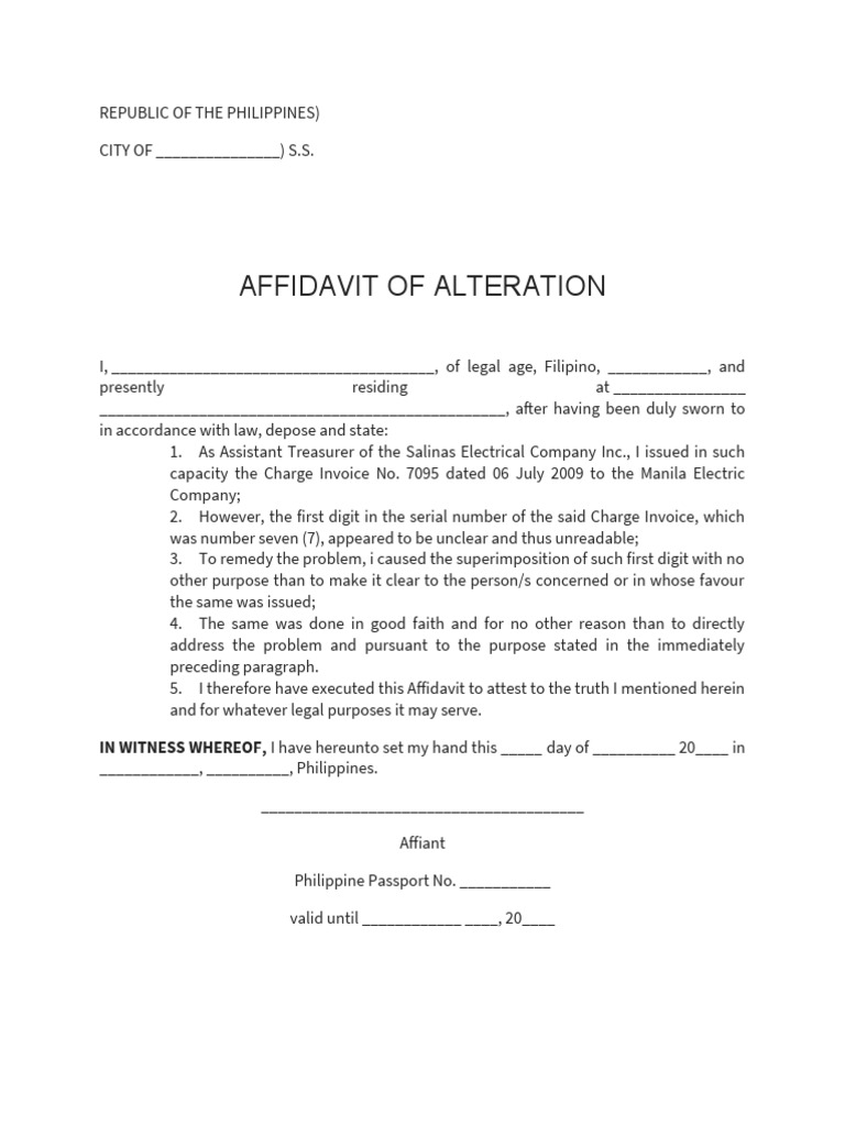 Affidavit of Alteration | PDF
