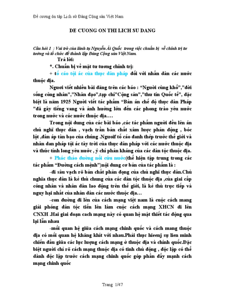 ĐỀ CƯƠNG ÔN TẬP LSD | PDF