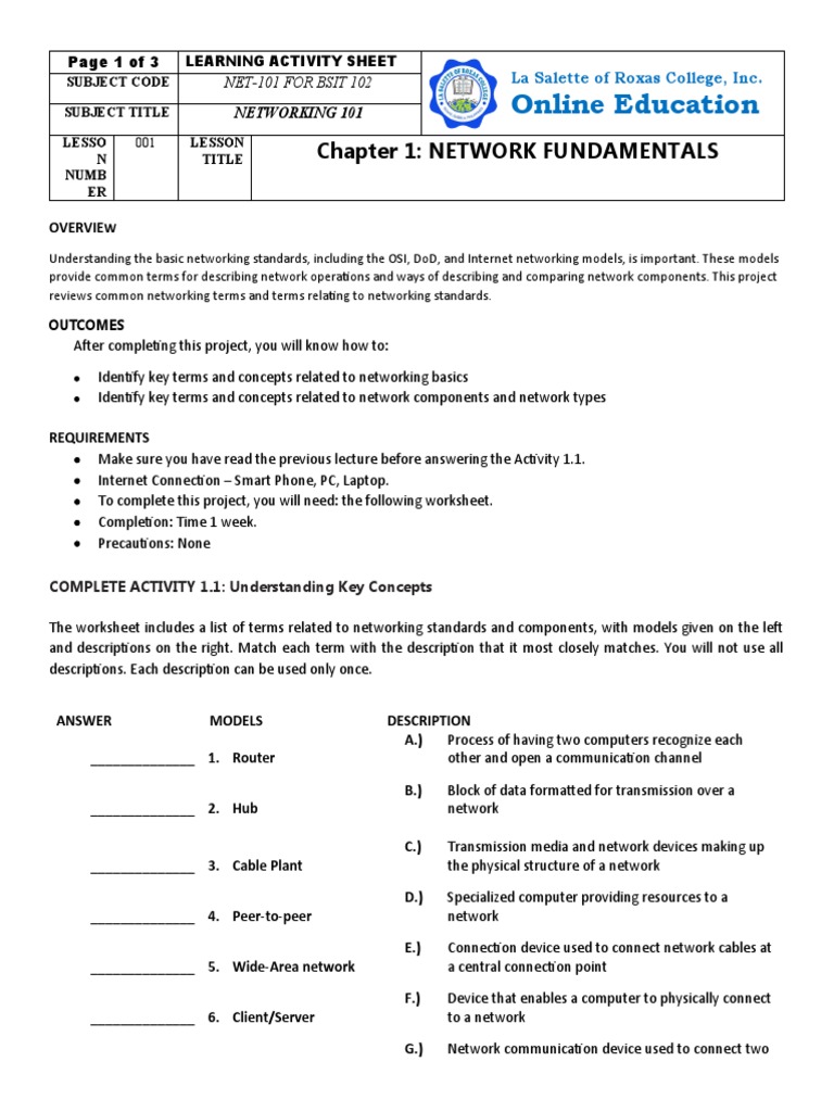 Activity Net Week 1 | PDF | Computer Network | Information Technology