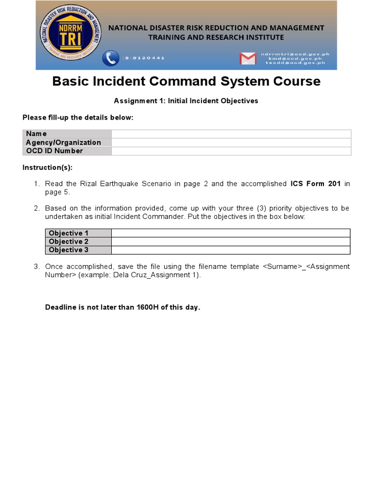 Assignment 1 Initial Incident Objectives - 1612497121 (1) - 2022-09!01 ...
