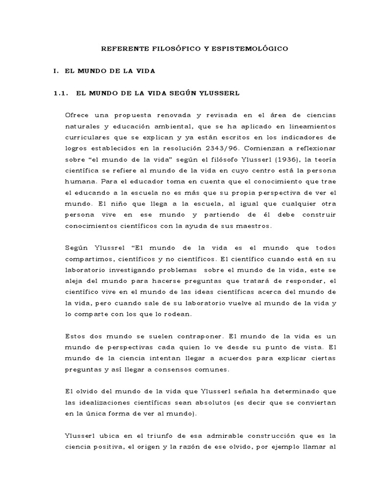 El mundo de la vida como referente filosófico y epistemológico en la ...