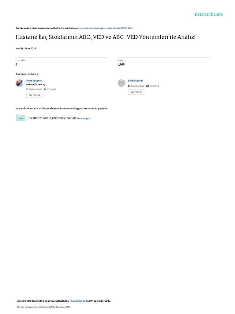 Hastane Ilac Stoklarinin ABC VED Ve ABC-VED Yontem | PDF