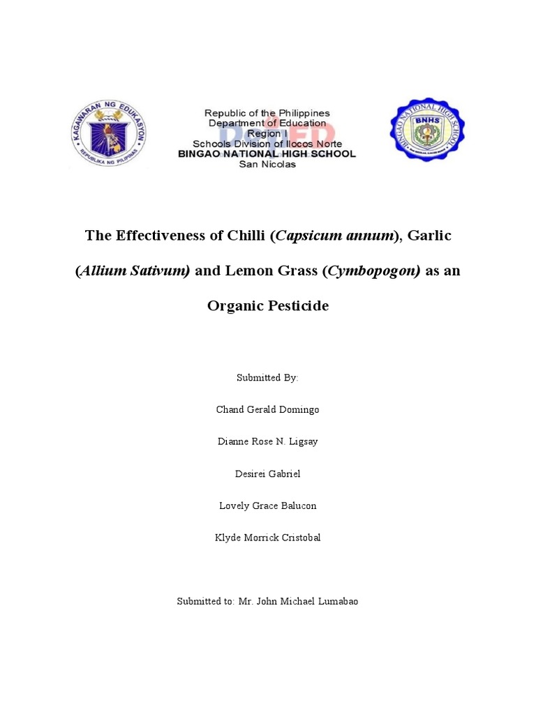 Investigatory Project of Edang Pintas | PDF | Chili Pepper | Pesticide