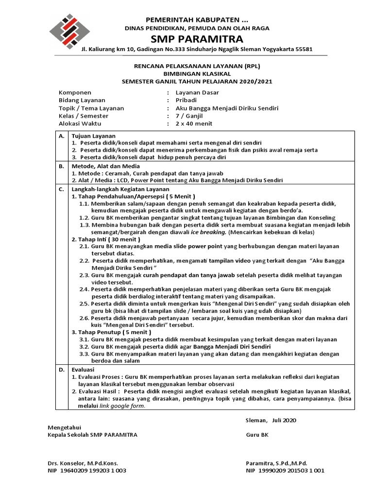 RPL Dan Materi BK - Aku Bangga Menjadi Diriku Sendiri | PDF