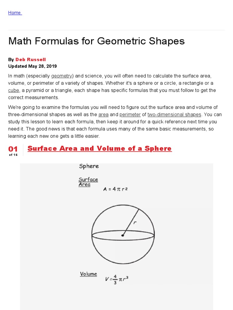 Area & Volume | PDF | Area | Volume