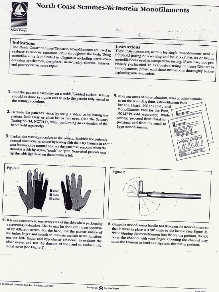 Handout 2 Semmes Weinstein Monofilaments Pdf