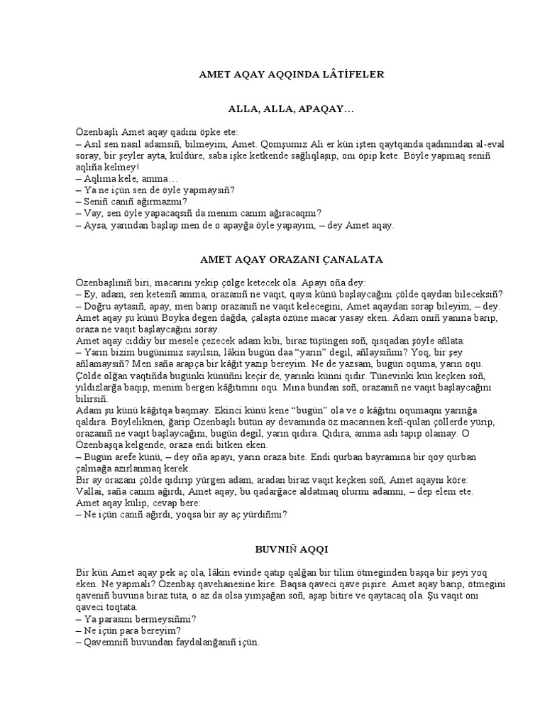 Amet Aqay Aqqında Latfeler | PDF
