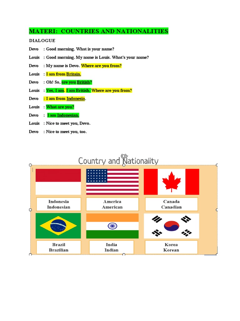 Countries and Nationalities Overview | PDF
