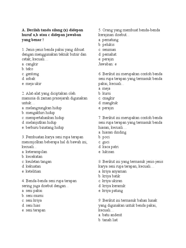 Soal Uts Kelas X (SBK) | PDF