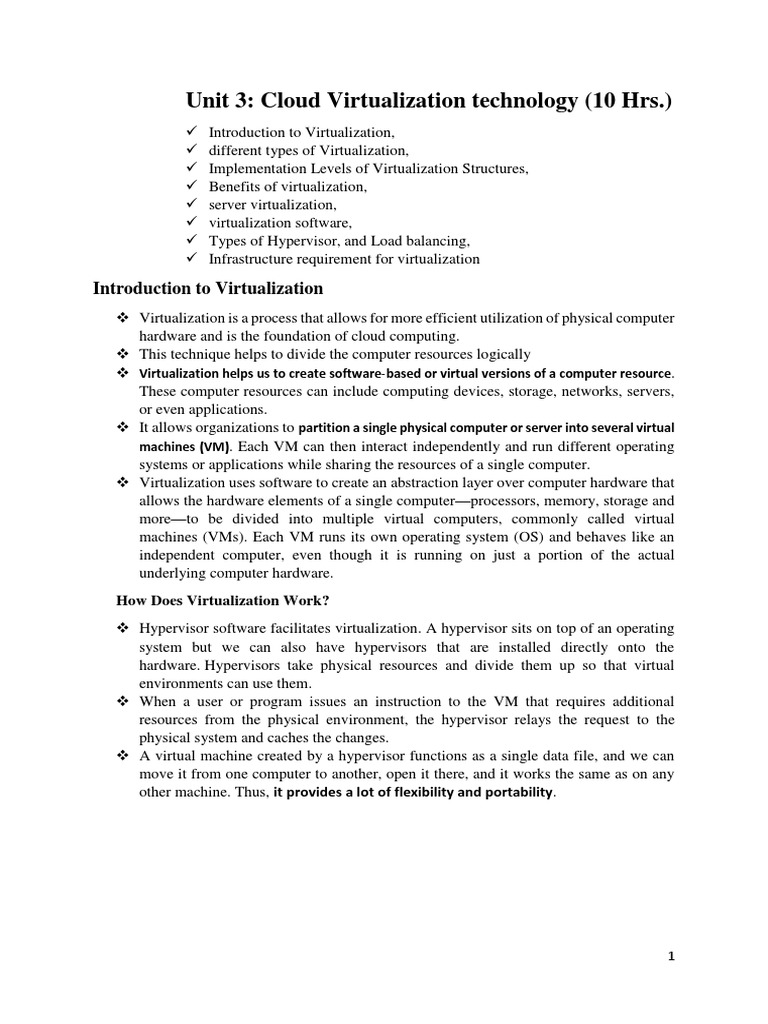 Unit 3 | PDF | Virtualization | Load Balancing (Computing)