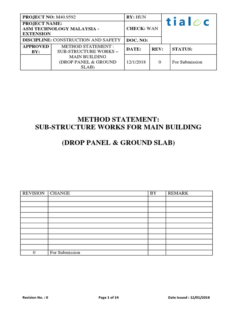MOS For Ground Slab & Drop Panel | PDF | Concrete | Safety