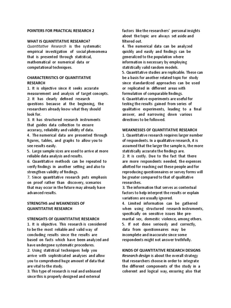 Pointers For Practical Research 2 | PDF | Quantitative Research | Statistics