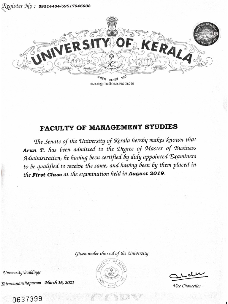 MBA Certificate | PDF