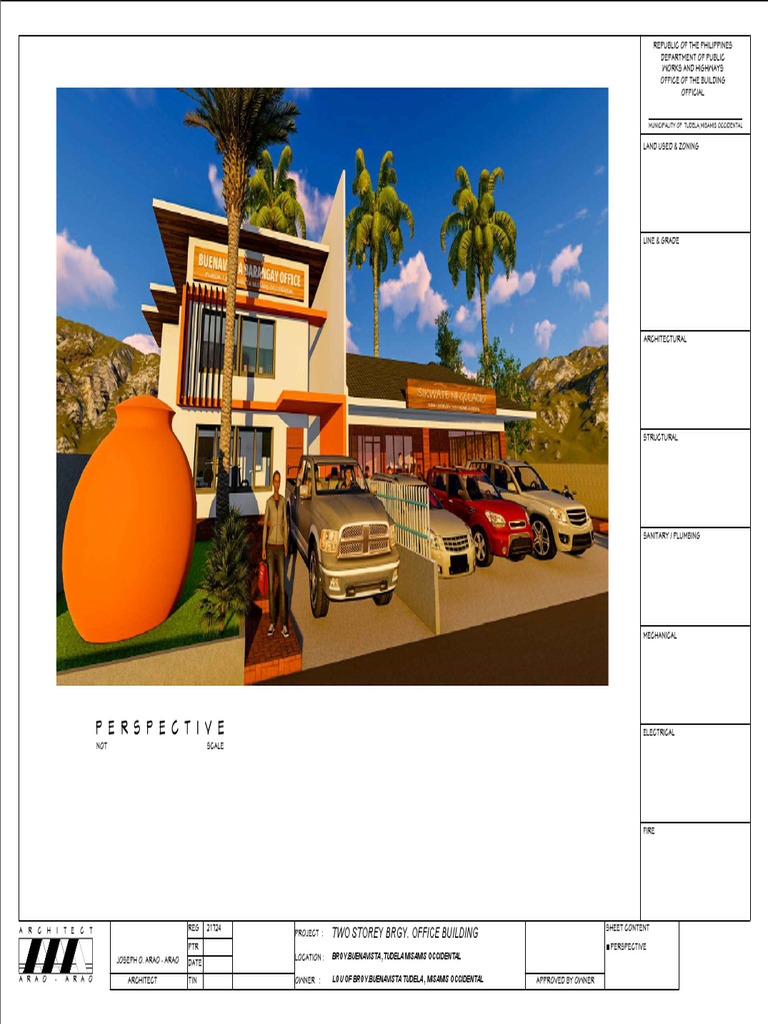 P E R S P E C T I V E: Two Storey Brgy. Office Building | PDF