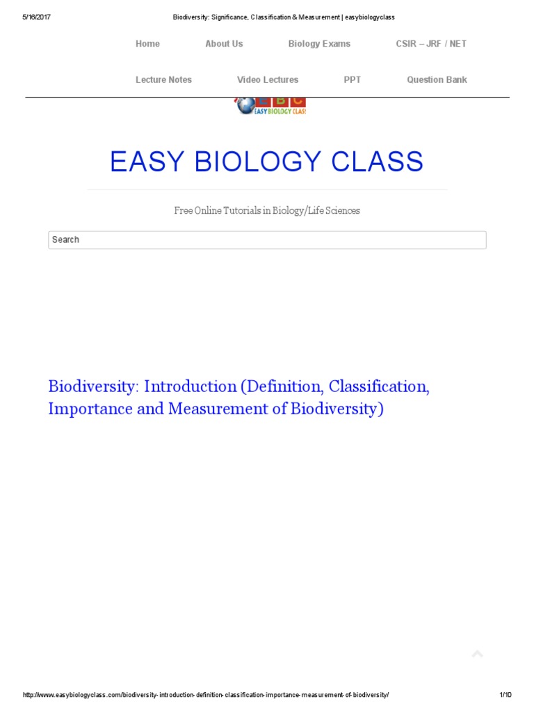 Biodiversity - Significance, Classification & Measurement ...