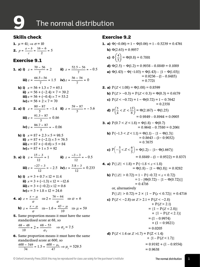 Chapter 9 - The Normal Distribution | PDF | Skewness | Probability Theory