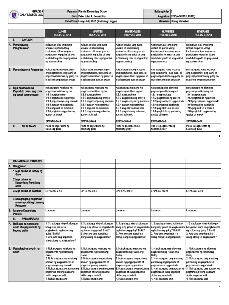 DLL - Epp 5 - Q1 - W5 | PDF