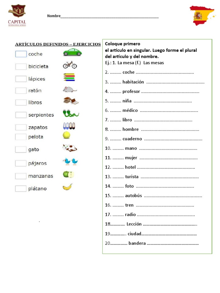 Articulos Determinados e Indeterminados - JPG | PDF