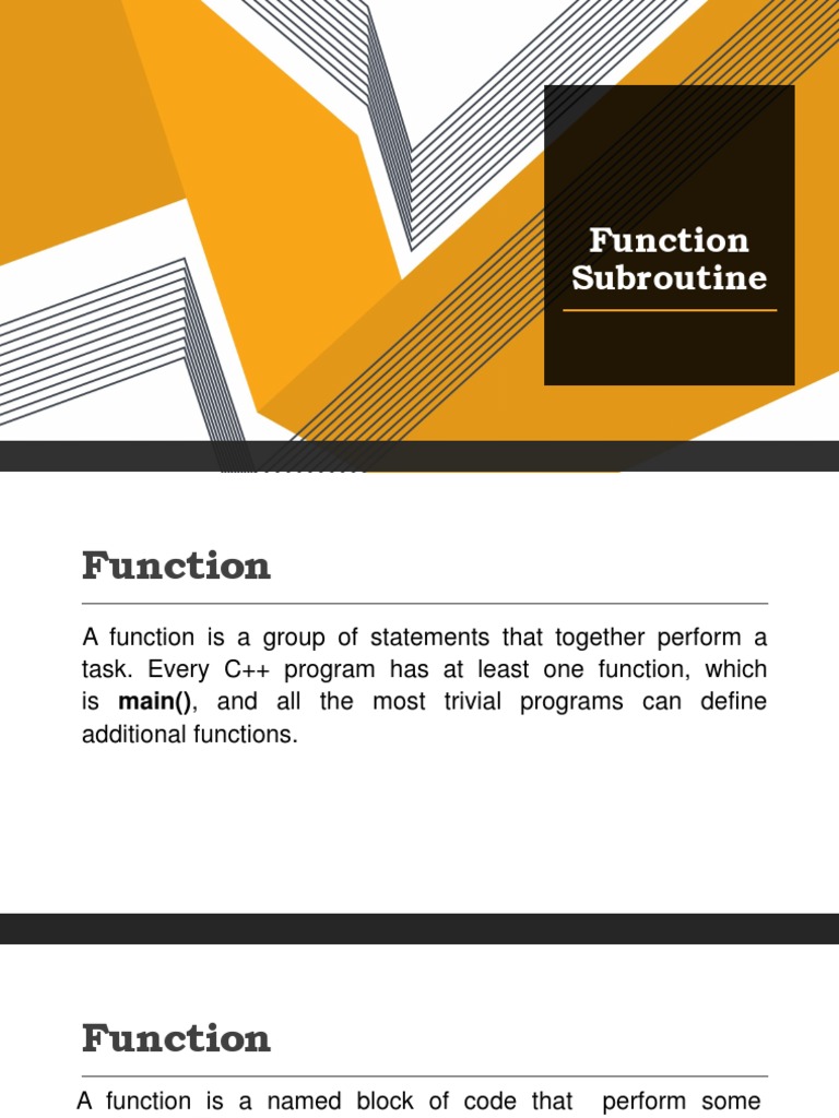 Function Subroutine | PDF | Subroutine | Parameter (Computer Programming) Function Subroutine | PDF | Subroutine | Parameter (Computer Programming)