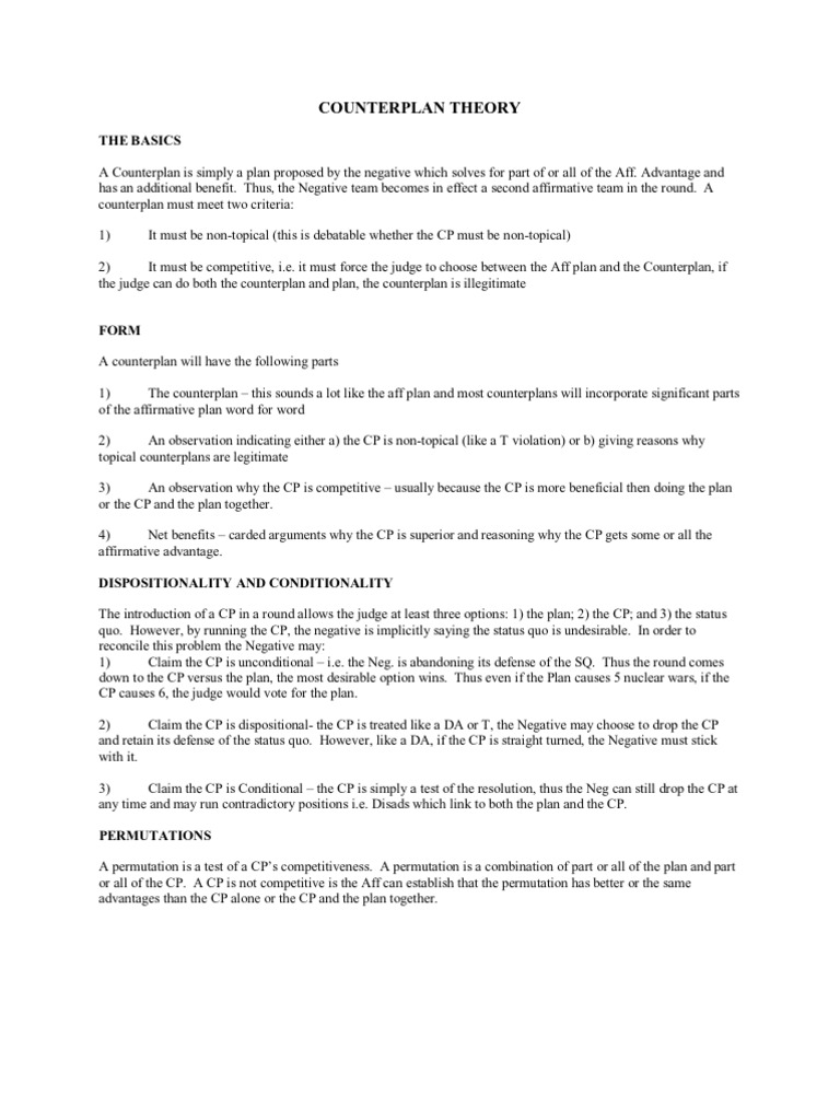 Counter Plan Theory | Download Free PDF | Government | Public Sphere
