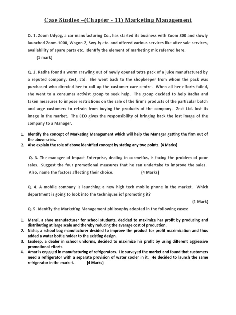 CHAPTER-11 Case Studies | PDF | Marketing | Brand