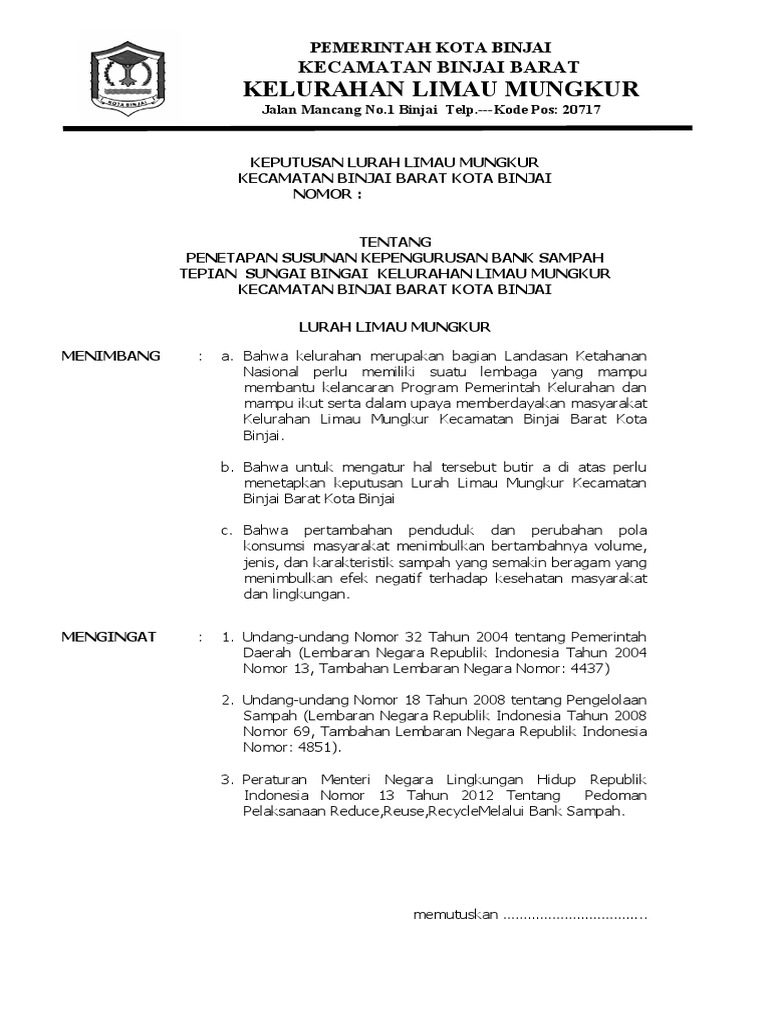 SK Bank Sampah | PDF