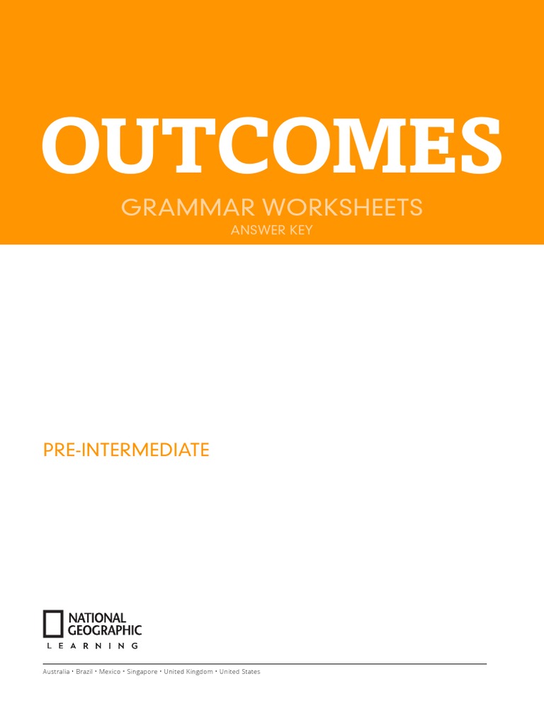 Outcomes Pre-Intermediate Grammar Worksheets - Answer Key | PDF | Verb ...
