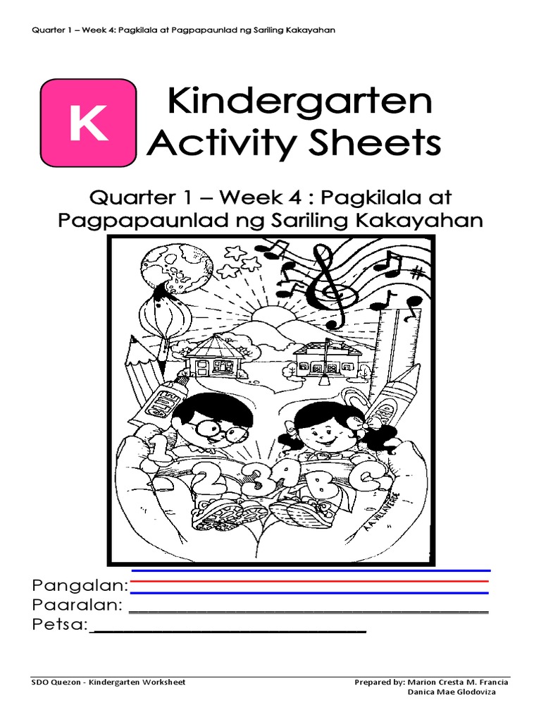 Kindergarten Activity Sheets: Quarter 1 - Week 4: Pagkilala at ...