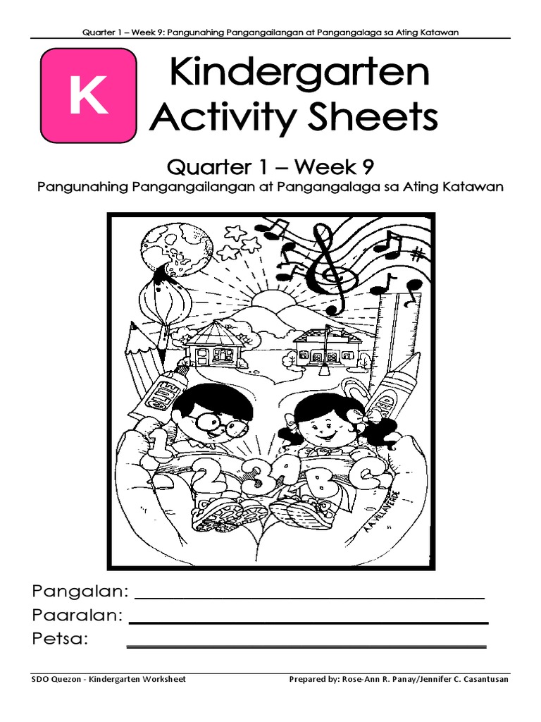 Kindergarten Activity Sheets: Quarter 1 - Week 9 | PDF