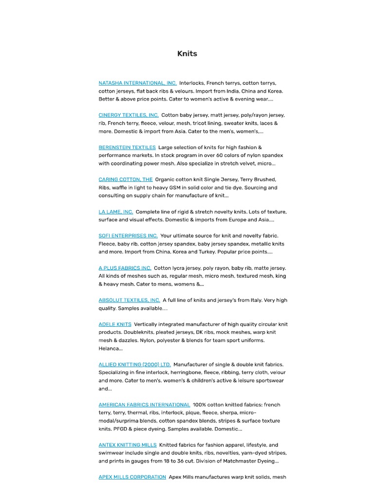 Knit Fabric Customer | PDF