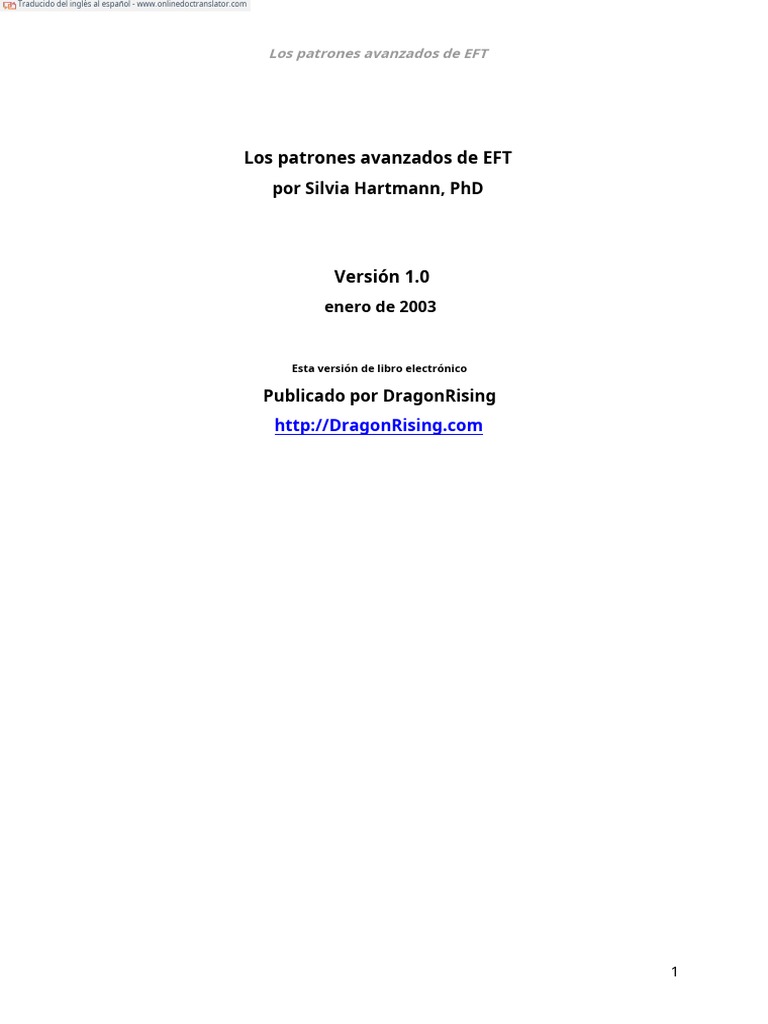Patrones Avanzados de EFT - Silvia Hartmann | PDF | Las emociones ...