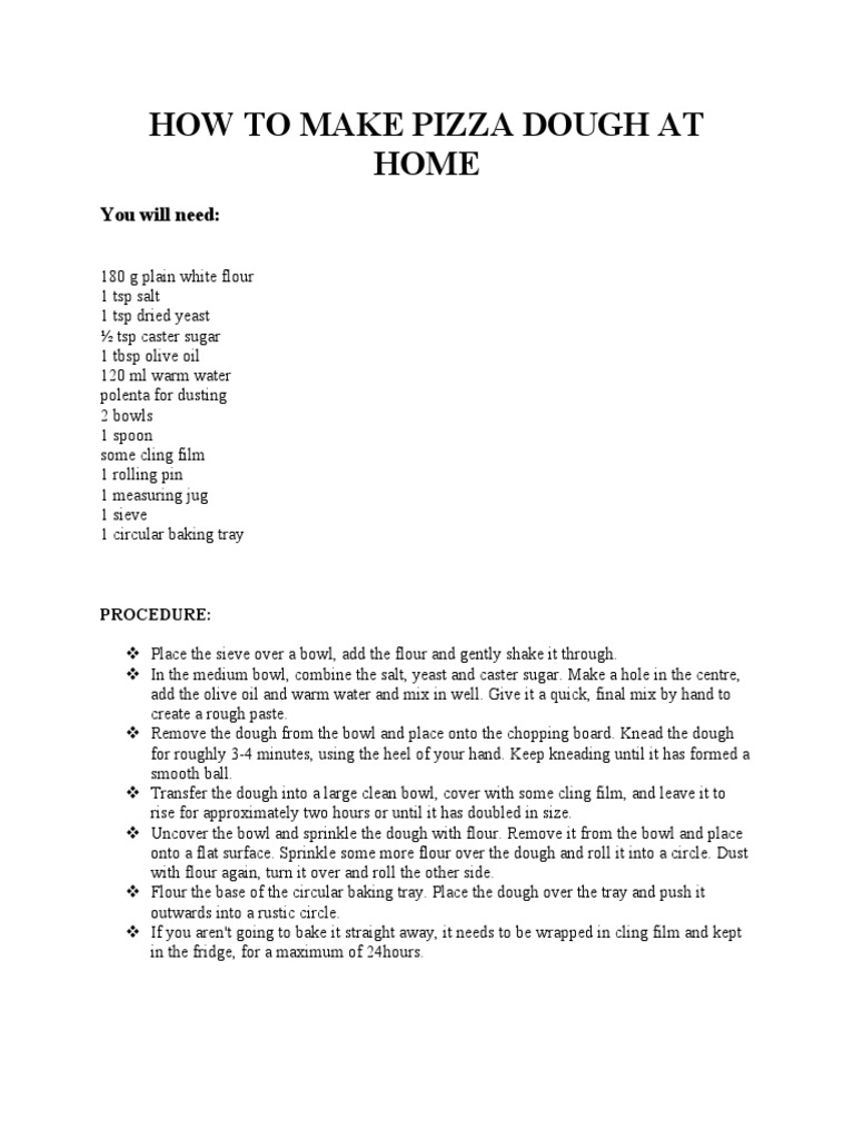 Pizza Recipe and Pasta | PDF | Pizza | Dough