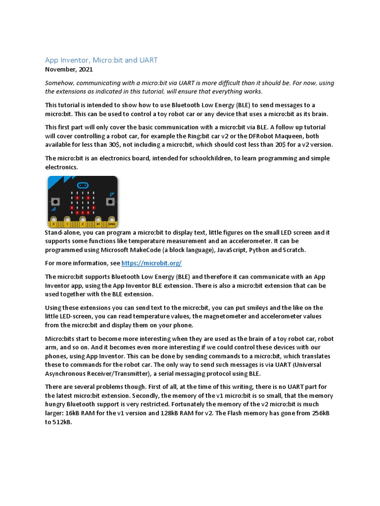 Microbit UART | PDF | Bluetooth | Mobile App