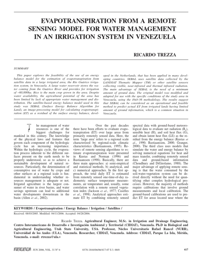 2006interciencia Trezza | PDF | Evapotranspiration | Heat