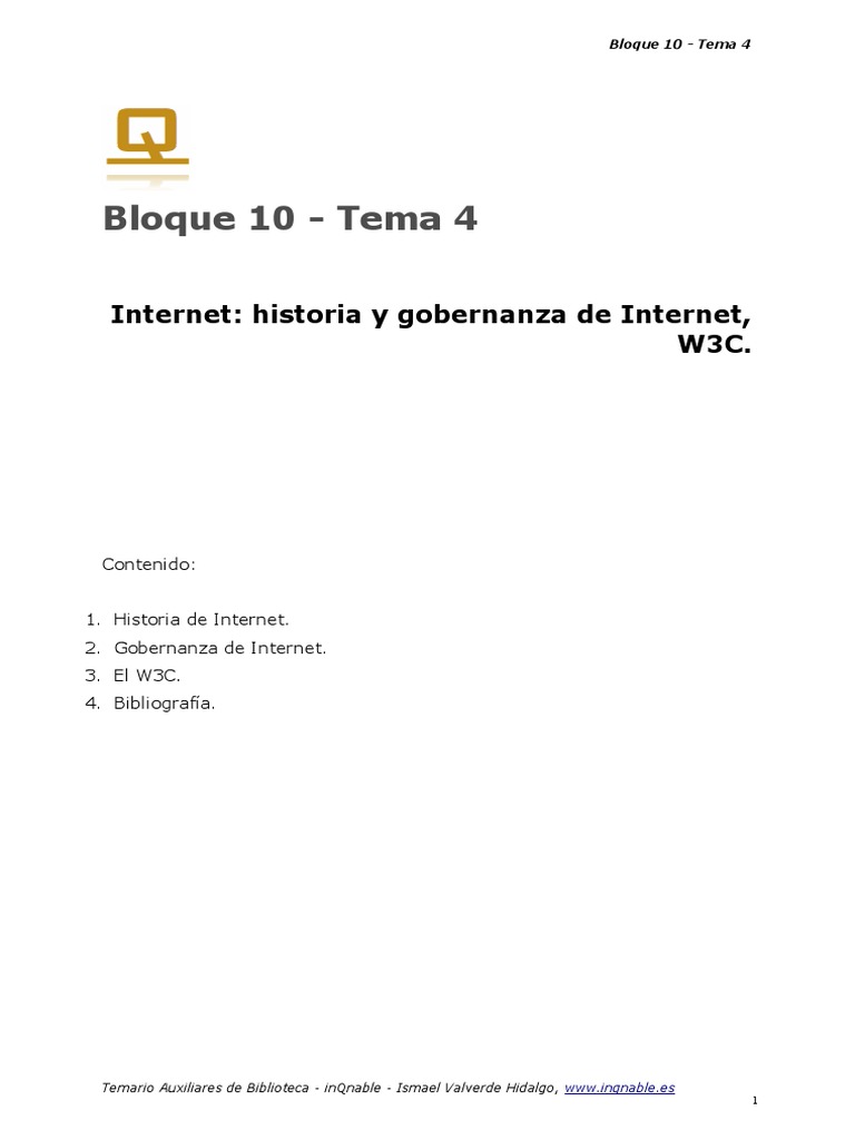 Bloque 10. Tema 4. Historia y Gobernanza de Internet. El W3C | PDF ...