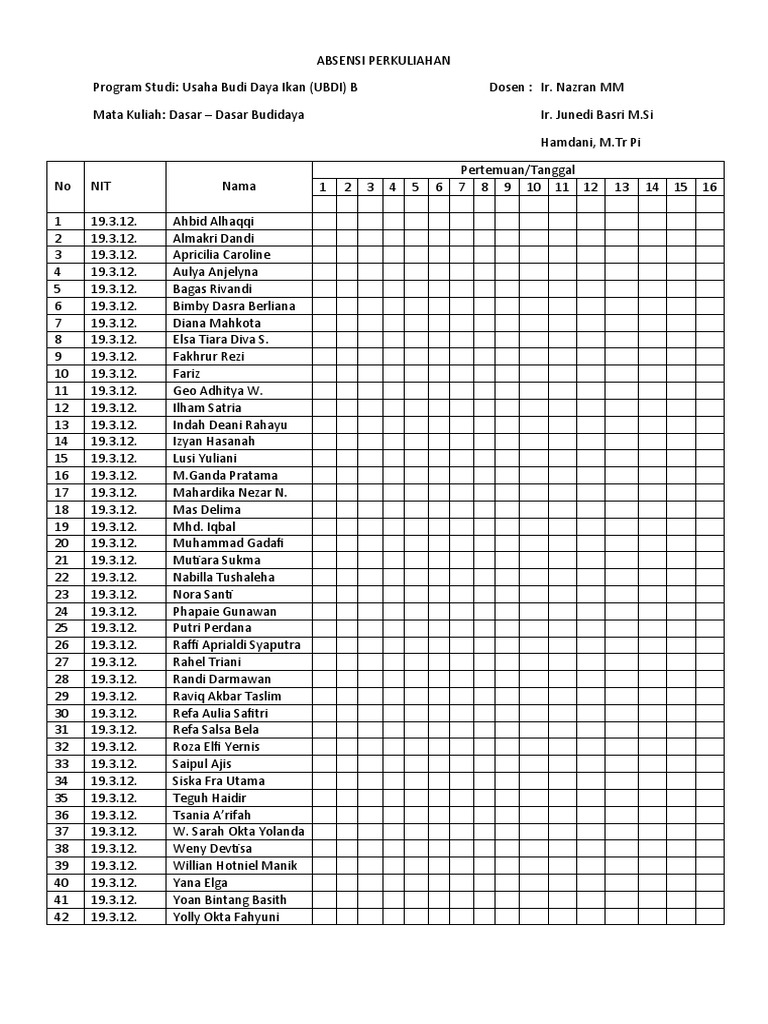 Absensi Perkuliahan | PDF