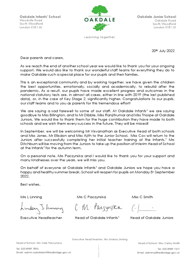 End of Term Letter | PDF