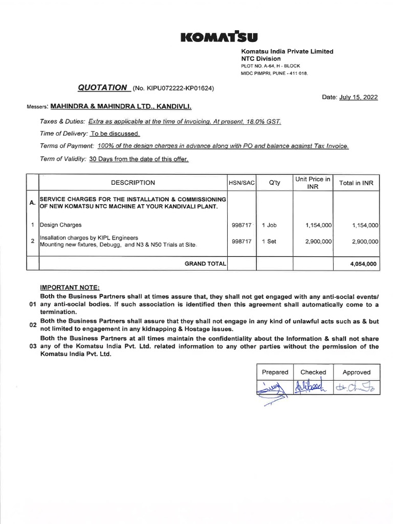 Mahindra - Service Charge Offer | PDF