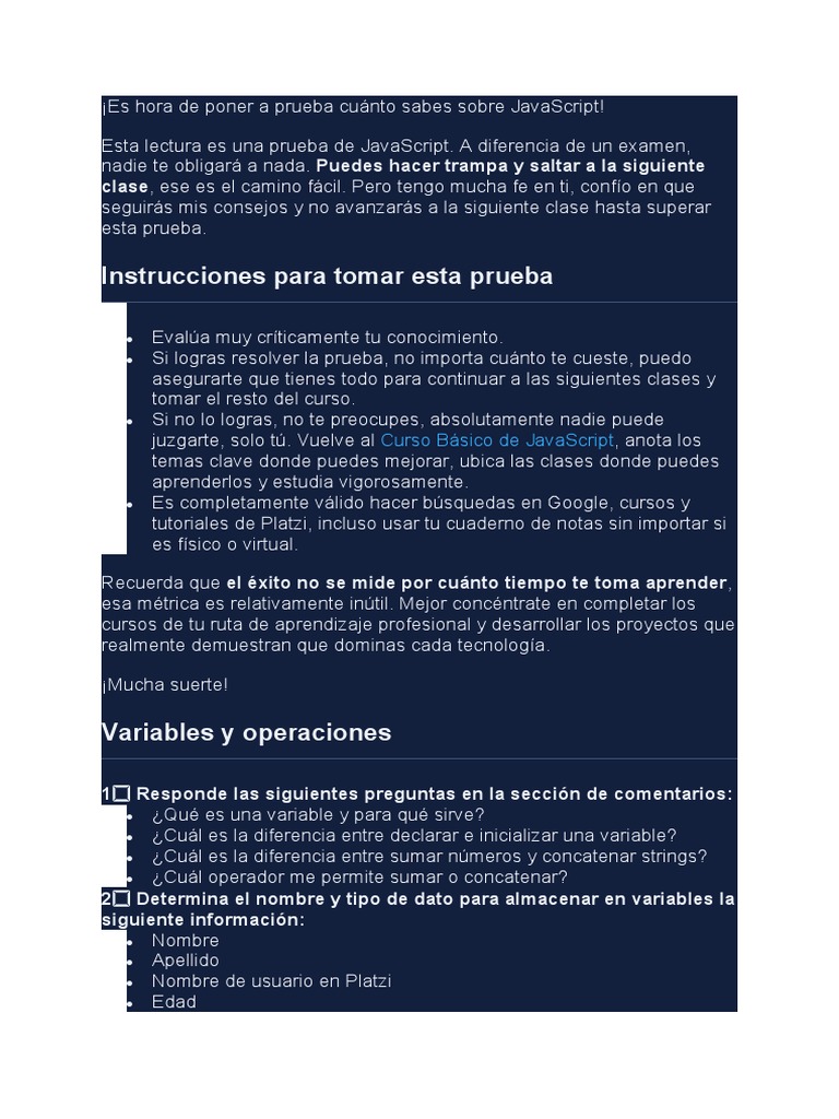 02 Es Hora de Poner A Prueba Cuánto Sabes Sobre JavaScript | PDF ...