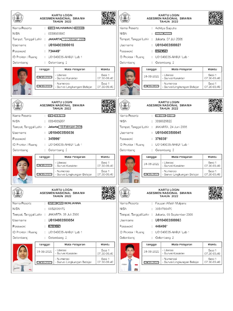 Kartu Peserta ANBK | PDF