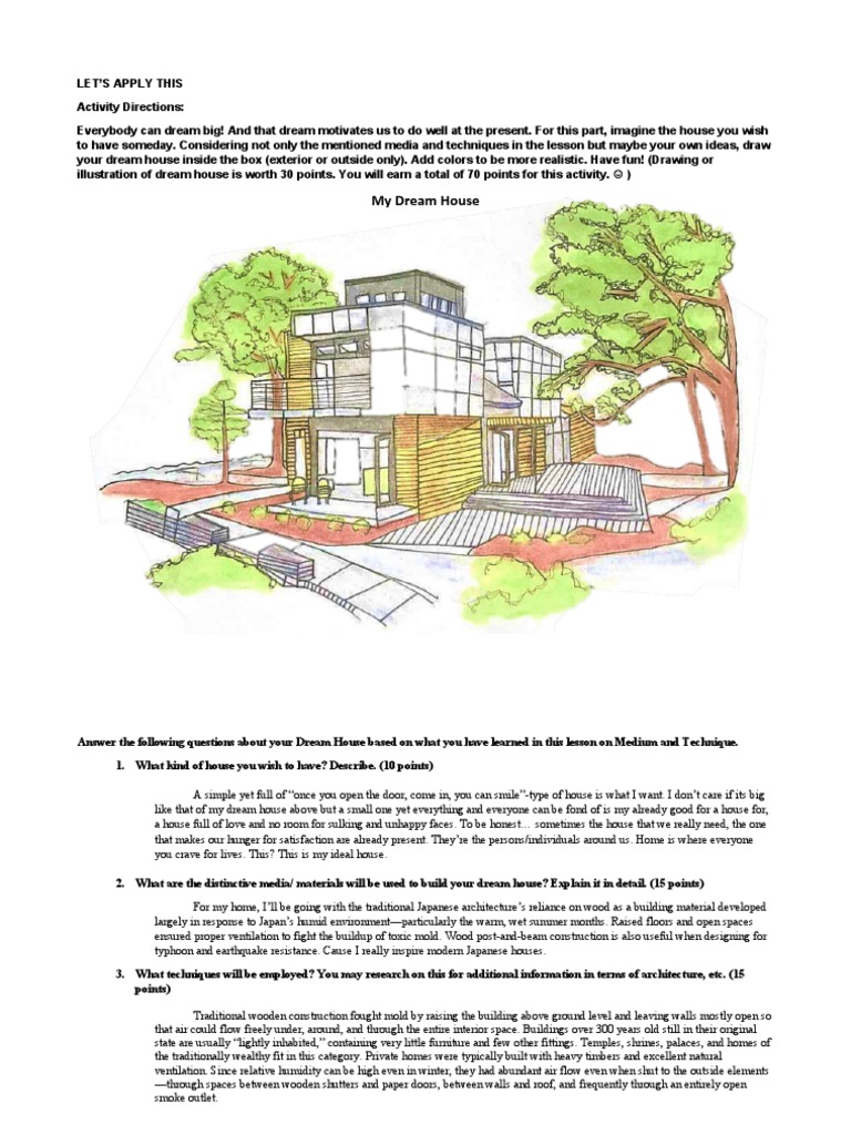 DREAM HOUSE Lets Apply This Activity | PDF | Building Technology | Building Engineering
