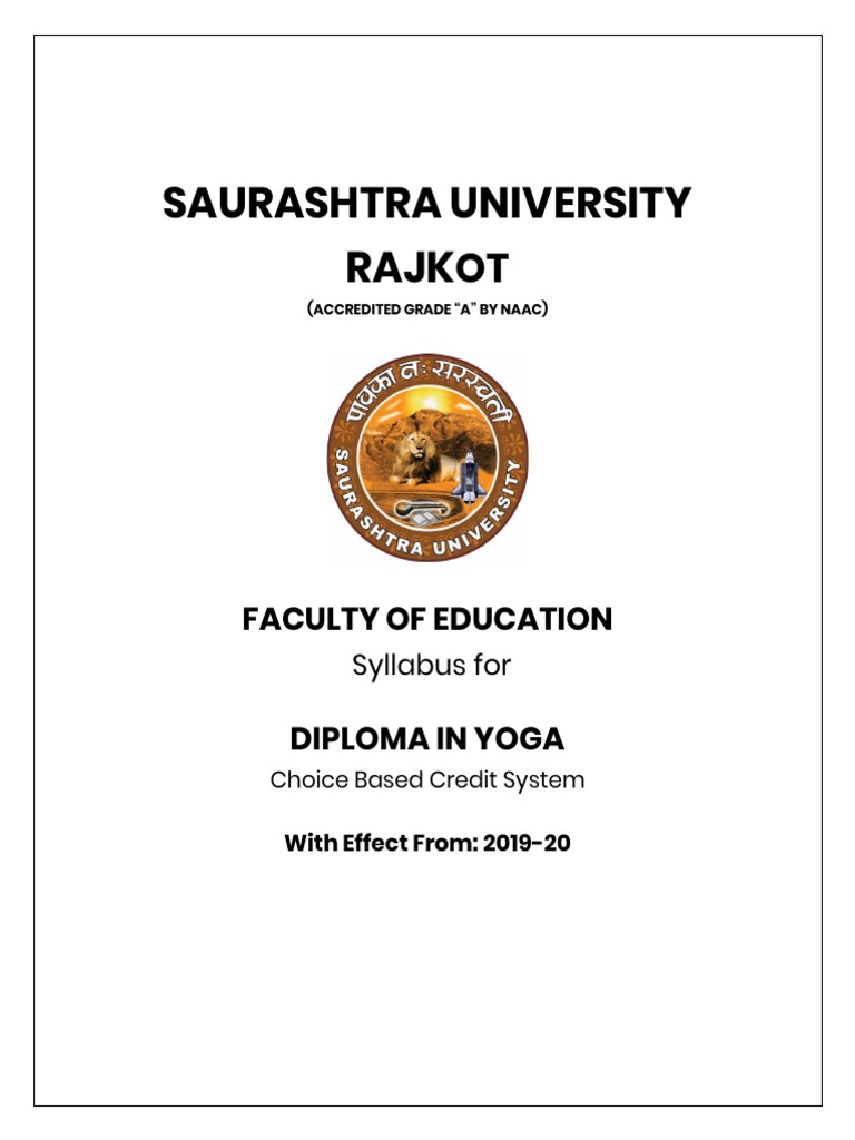Syllabus Diploma (Yoga) - Physical Education-2019-20 | PDF | Asana | Mind