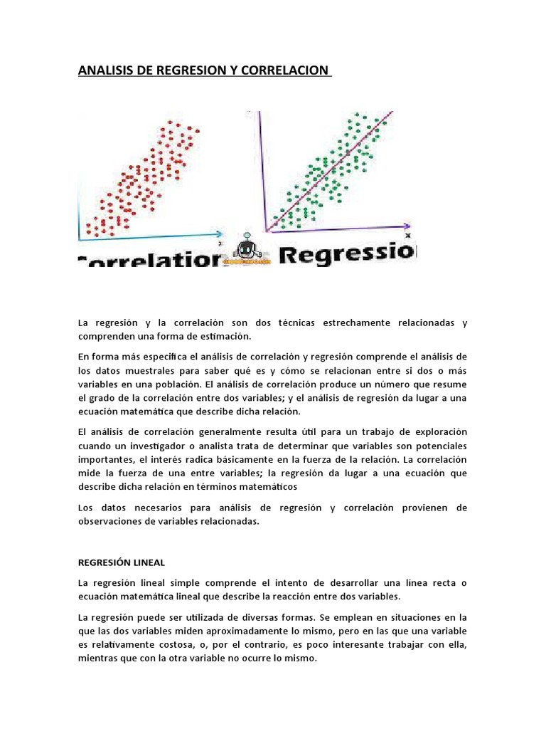 Guía de Regresión y Correlación | PDF | Análisis de regresión | Regresión lineal