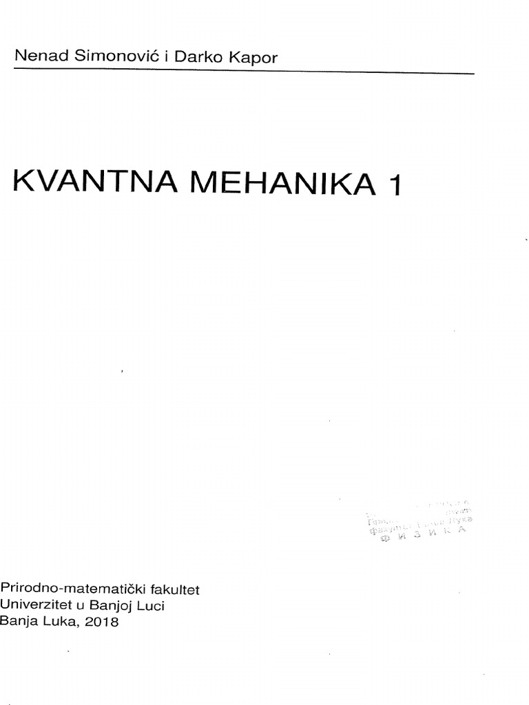 Kvantna Mehanika 1 | PDF