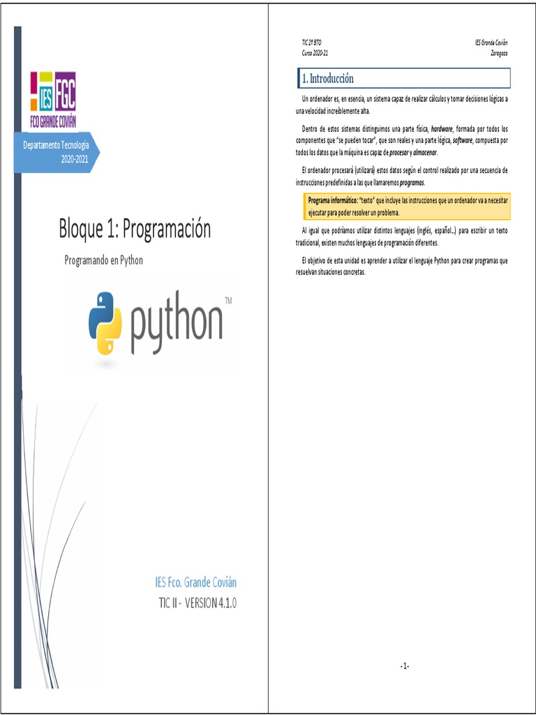 Apuntes Python Mini | PDF | Lenguaje de programación | Compilador