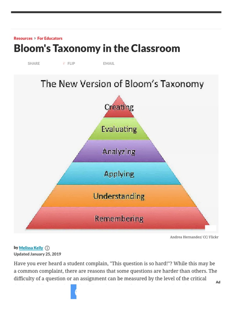 Bloom's Taxonomy Lesson Plans in The Classroom | PDF | Critical ...