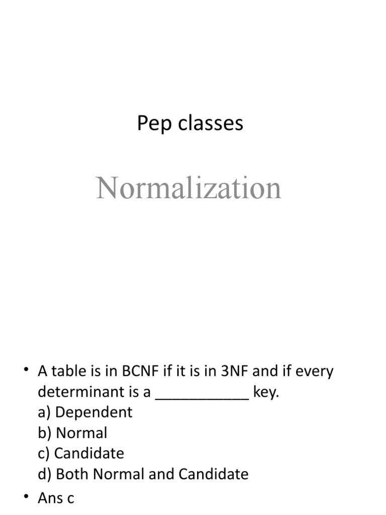 Pep classes on database normalization | PDF | Information Technology ...