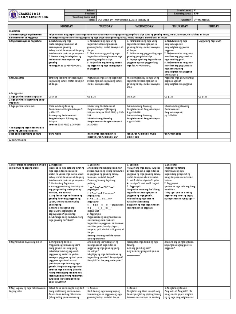 DLL Quarter 3 Week 1 EPP 5 | PDF