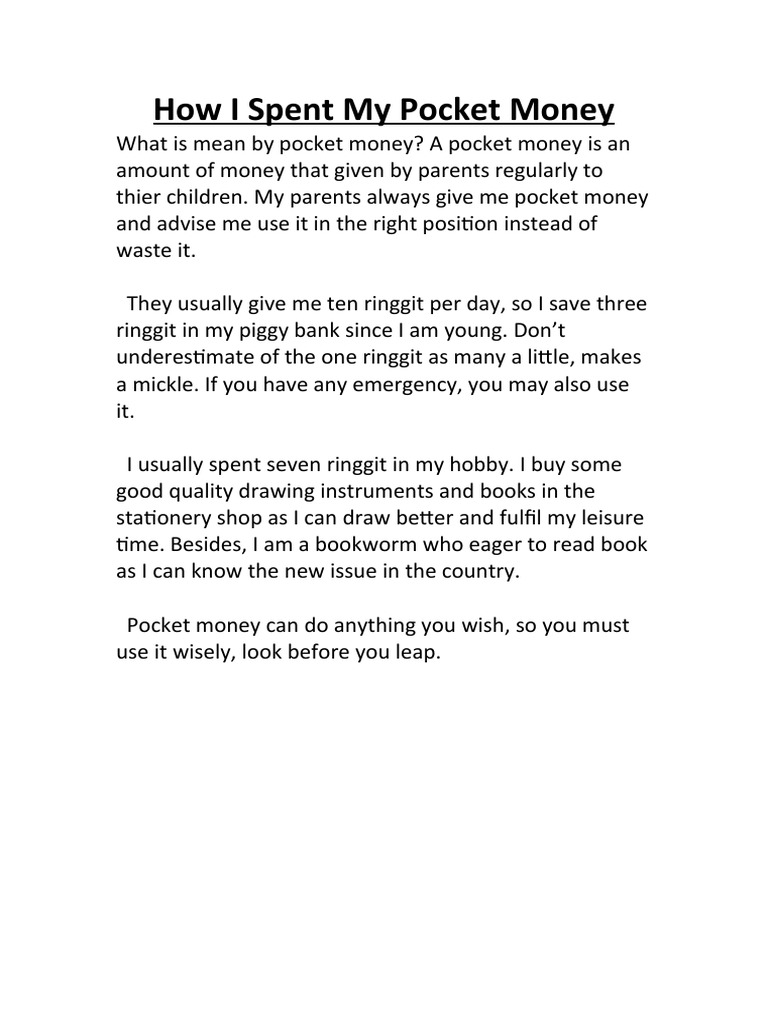 How I Spent My Pocket Money | PDF
