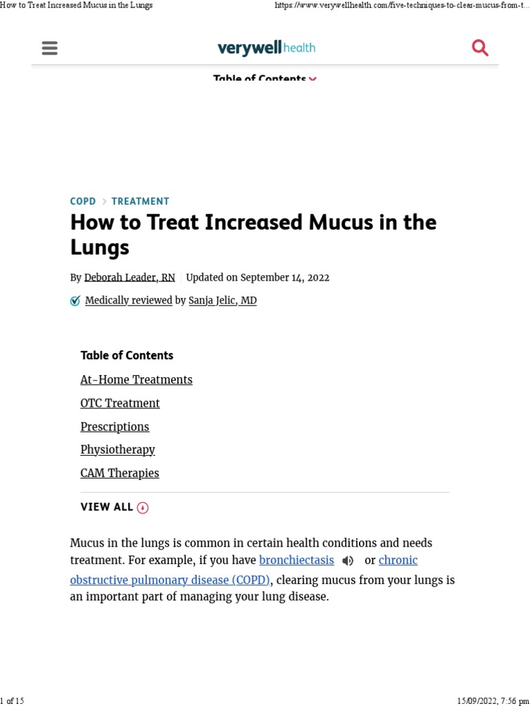How To Treat Increased Mucus In The Lungs Pdf Chronic Obstructive Pulmonary Disease Cough